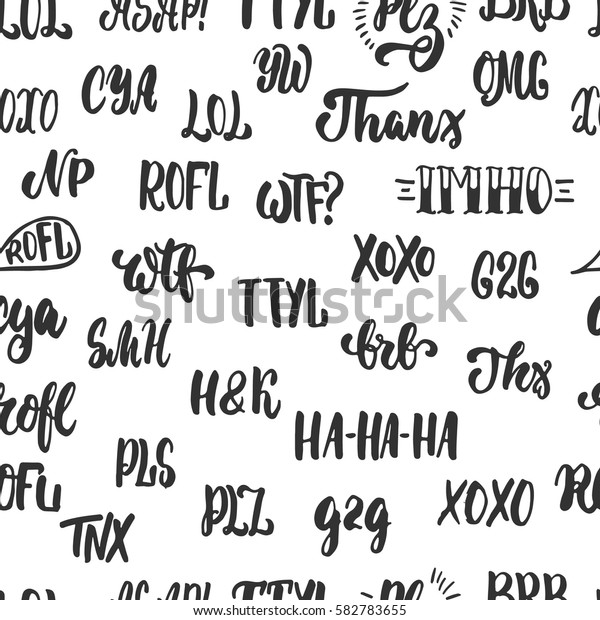 Seamless Pattern Popular Internet Slang Acronyms Stock Vector (Royalty ...