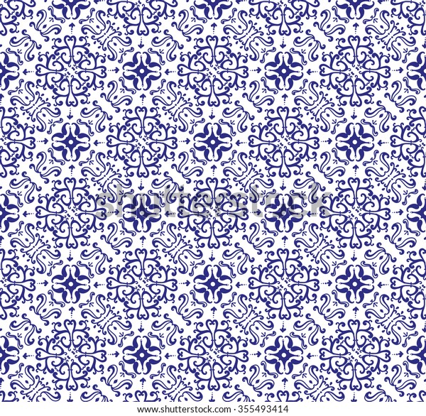 Seamless Pattern Portuguese Motives White Blue Stock Vector (Royalty ...