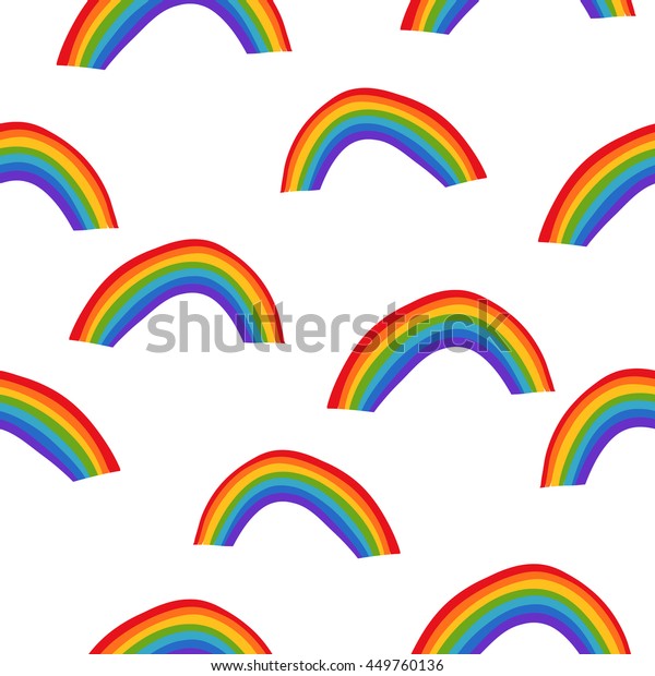 Seamless Pattern Rainbows Doodles Handdrawn Vector Stock Vector ...