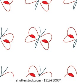 Seamless Pattern Red Butterflytexture 2 Stock Vector (Royalty Free ...