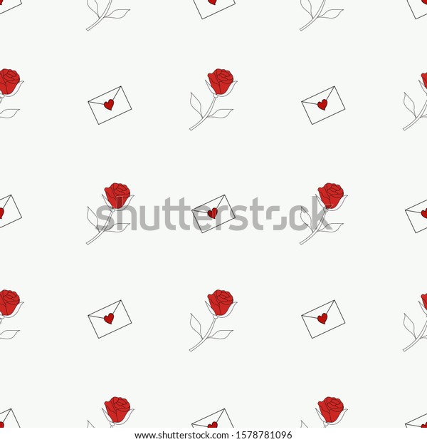 Seamless Pattern Red Roses Letters On Stock Vector (Royalty Free ...