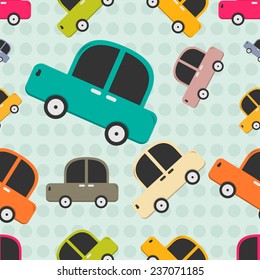 Seamless Pattern Retro Multicolor Cars Stock Vector (Royalty Free ...