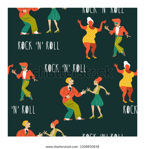Seamless Pattern Retro Party People Dance Stock Vector (Royalty Free ...