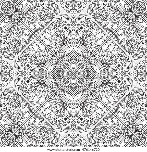 Seamless Pattern Rococo Style Victorian Style Stock Vector (Royalty ...