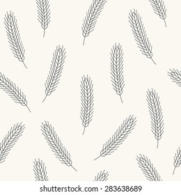 Seamless Pattern Rye Contour Drawing Vector Stock Vector (Royalty Free ...