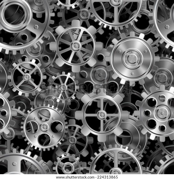 Seamless Pattern Shiny Metal Gears Stock Vector (Royalty Free) 224313865
