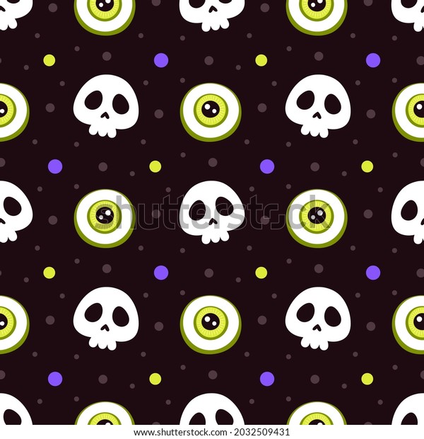 Seamless Pattern Skeletons Evil Eyes Halloween Stock Vector (Royalty ...