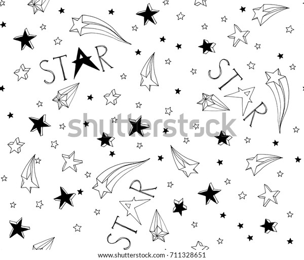 Seamless Pattern Sketchy Stars Stock Vector (Royalty Free) 711328651 ...
