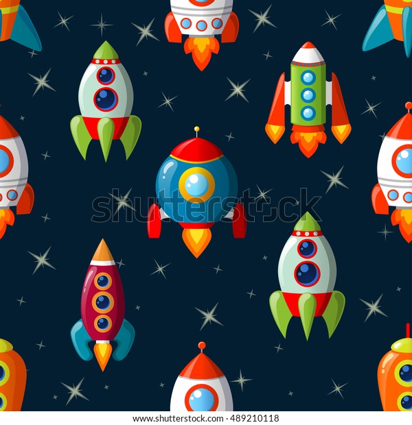 Vetor stock de Seamless Pattern Spaceship (livre de direitos) 489210118