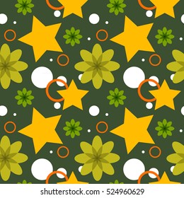 Seamless Pattern Stars Flowers Stock Vector (Royalty Free) 524960629 ...