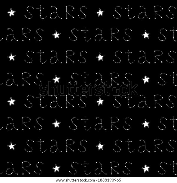 Seamless Pattern Stars Handwritten Text Doodle Stock Vector (Royalty ...