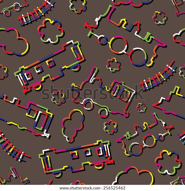Seamless Pattern Steam Locomotives Stock Vector (Royalty Free ...