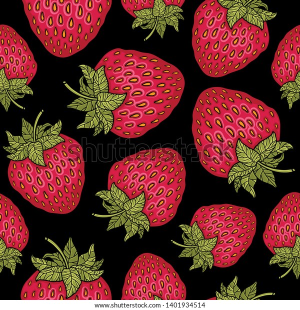 Seamless Pattern Strawberries Graphic Stylized Drawing Stock Vector ...