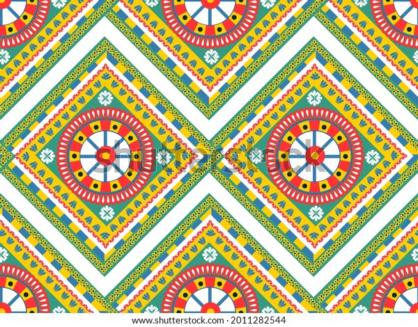 Seamless Pattern Style Carretto Siciliano Sicilian Stock Vector ...