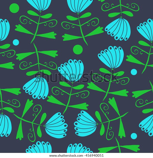 Seamless Pattern Stylized Floral Motif Doodles Stock Vector (Royalty ...