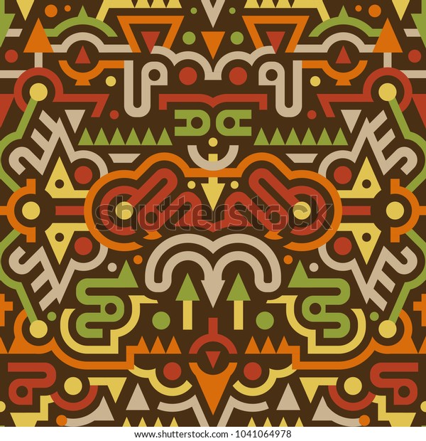 Seamless Pattern Techno Tribal Style Mix Stock Vector (Royalty Free ...