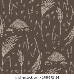 Seamless Pattern Teff Plant Leaves Teff Stock Vector (Royalty Free ...
