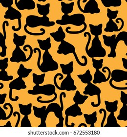 Seamless Pattern Texture Cats Curved Tails Stock Vector (Royalty Free ...