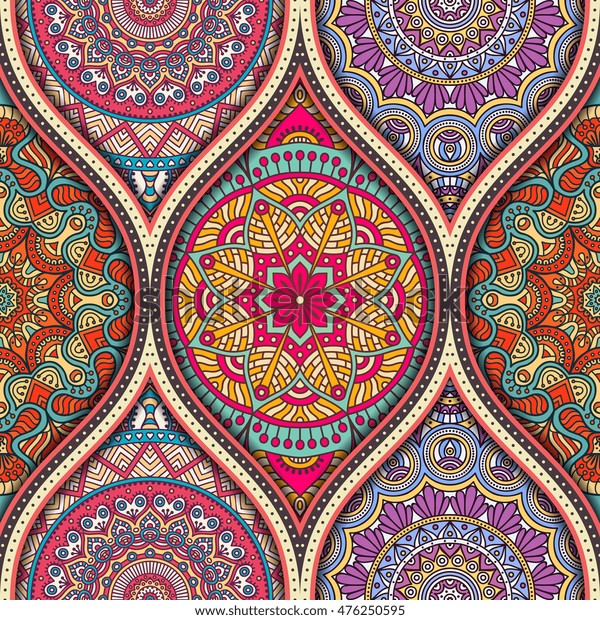 Seamless Pattern Tile Mandalas Vintage Decorative Stock Vector (Royalty ...
