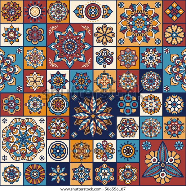Seamless Pattern Tile Mandalas Vintage Decorative Stock Vector (Royalty ...