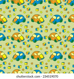 Seamless Pattern Toy Car Hand Drawn Stock Vector (Royalty Free ...