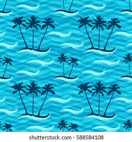 Beautiful Seamless Pattern Island Big Wave Stock Vector (Royalty Free ...