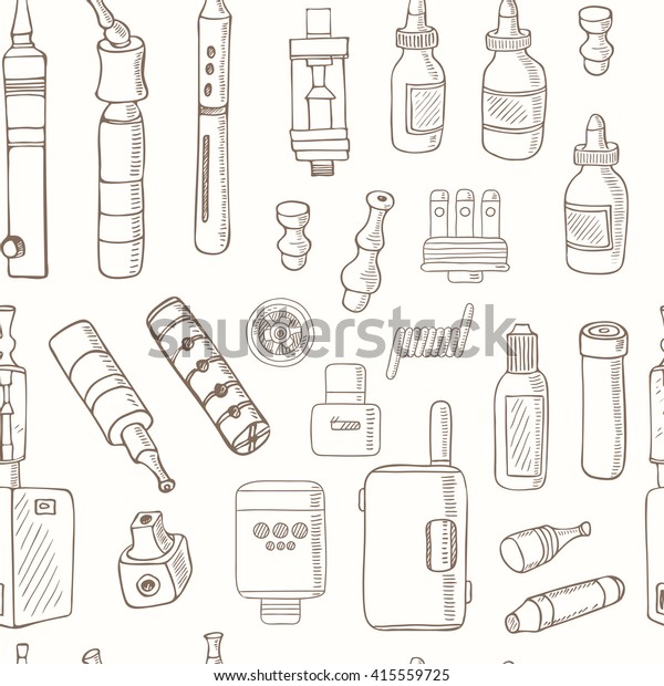 Seamless Pattern Vaping Icons Sketch Style Stock Vector (Royalty Free ...