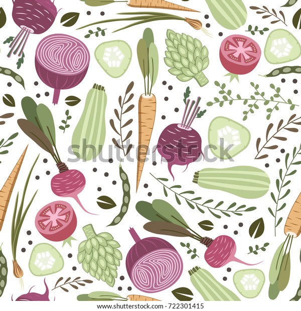 Seamless Pattern Vegetables Healthy Food Pattern Stock Vector (Royalty ...
