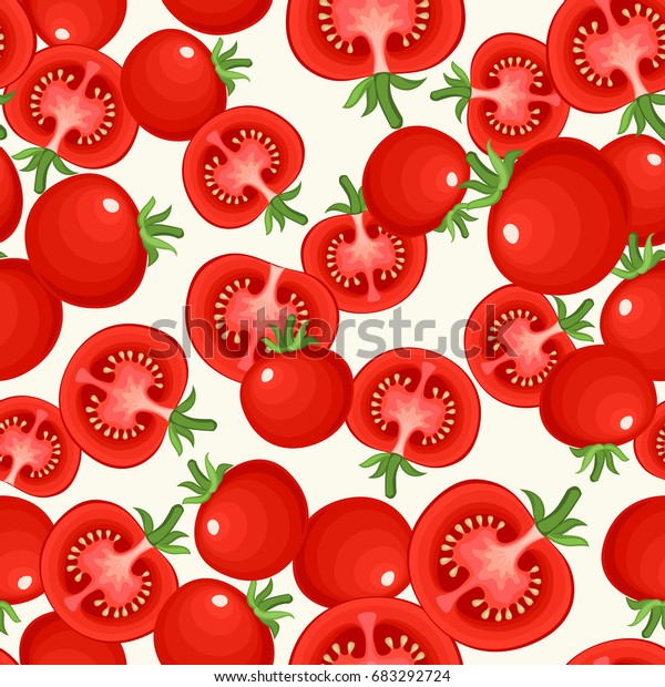 Seamless Pattern Whole Sliced Tomatoes Juicy Stock Vector (Royalty Free ...