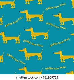 Seamless Pattern Yellow Dogs On Blue Stock Vector (Royalty Free ...