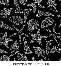 Seamless Pattern Zen Art Style Conch Stock Vector (Royalty Free) 1326423428
