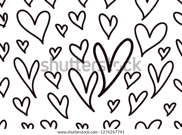 Seamless Patterns Black Hearts Love Background Stock Vector (Royalty ...