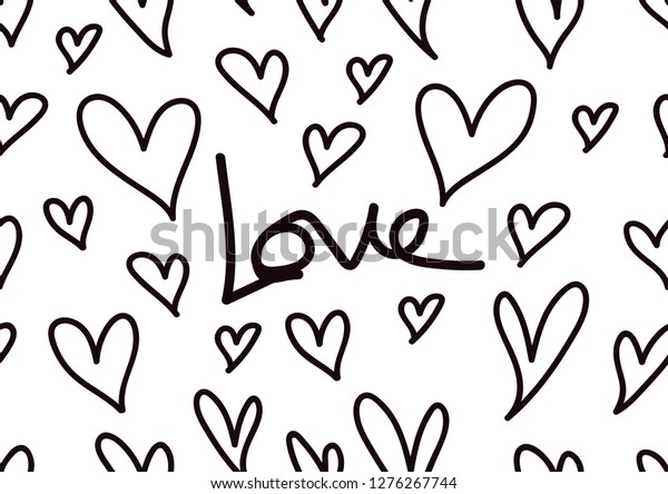 Seamless Patterns Black Hearts Love Background Stock Vector (Royalty ...