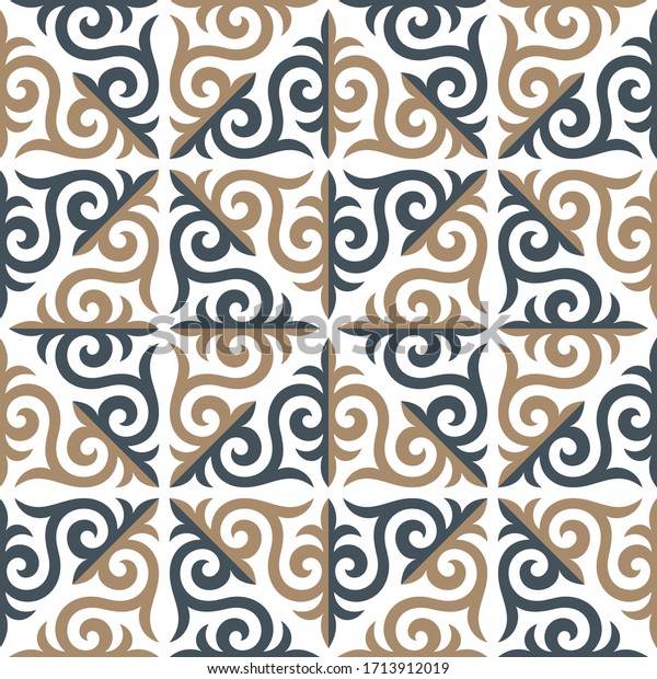 Seamless Patterns Ethno Kazakh Ornaments Traditional Stock Vector ...