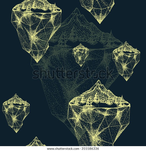 Seamless Patternsketch Islandvector Illustration Stippling Style Stock ...