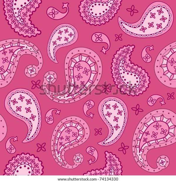 Seamless Pink Paisley Pattern Stock Vector (Royalty Free) 74134330