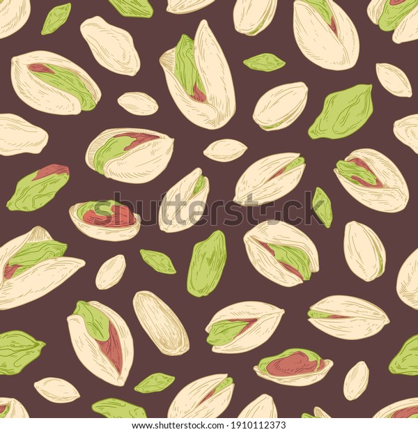 Seamless Pistachio Pattern Peeled Nuts Unopened Stock Vector (Royalty ...