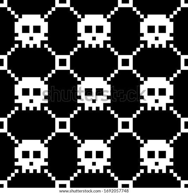 Seamless Pixel Art Monochrome Vector Pattern Stock Vector (Royalty Free ...