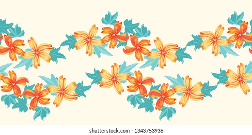 Seamless Pleasant Border Cute Mallow Flowers Stock Vector (Royalty Free ...