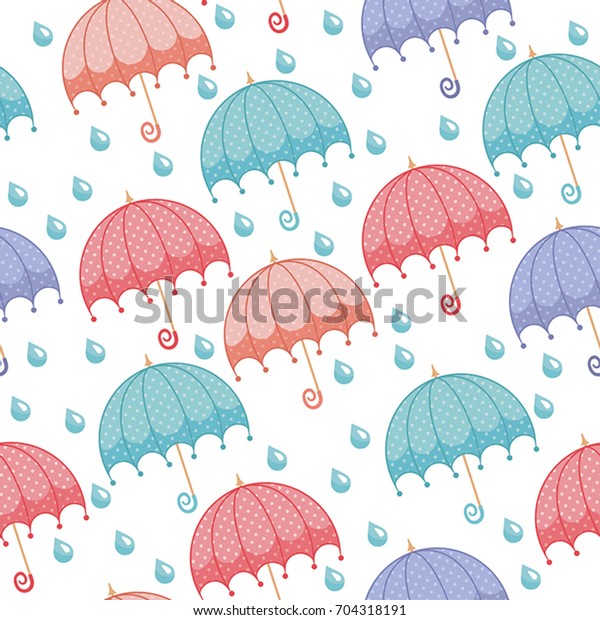 Seamless Rainy Pattern Umbrellas Fabric Background Stock Vector ...