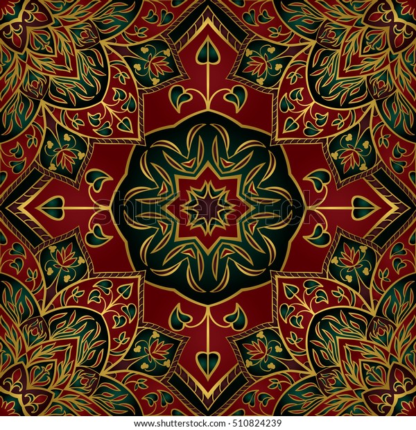 Seamless Red Green Abstract Pattern Oriental Stock Vector (Royalty Free ...