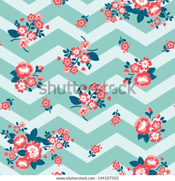 Seamless Repeating Background Chevron Roses Stock Vector (Royalty Free ...