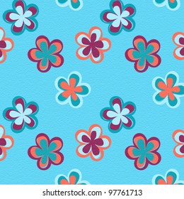 Seamless Retro Background Funky Flowers Bright Stock Vector (Royalty ...