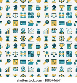 Seamless Retro Flat Business Pattern Background Stock Vector (Royalty ...
