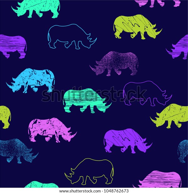 Seamless Rhinoceros Pattern Vector Illustration Stock Vector (Royalty ...