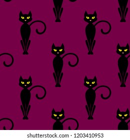 Seamless Sample Repeating Black Cats On Stock Vector (Royalty Free ...