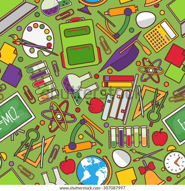 Seamless School Tools Background Kids Drawing Stock Vector (Royalty ...