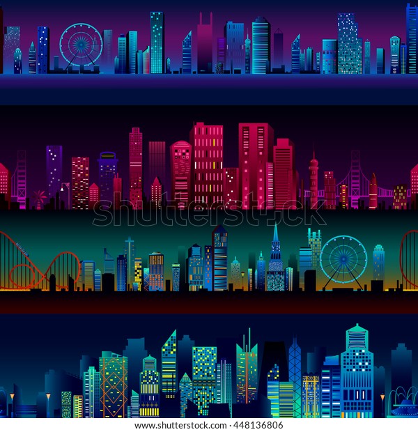 Seamless Skyscraper Building Pattern Background Vector Stock Vector ...