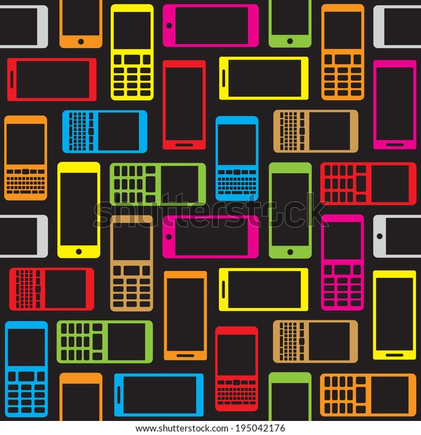 Seamless Smartphone Cellphone Mobile Device Background Stock Vector ...