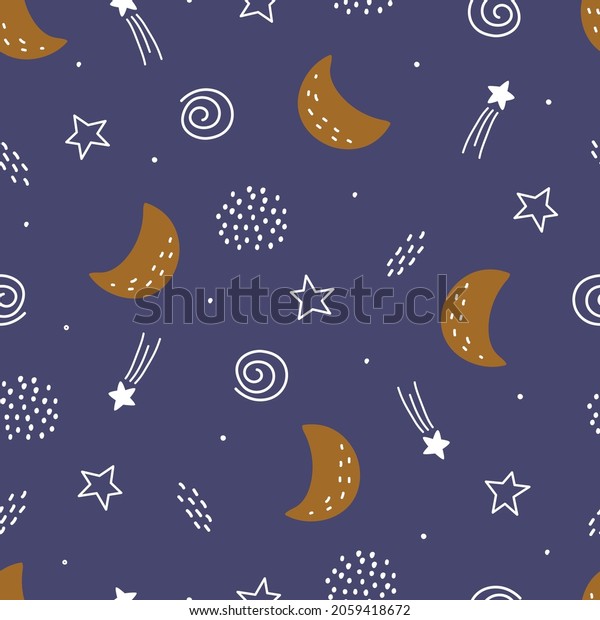 Seamless Space Stars Pattern Kids Hand Stock Vector (Royalty Free ...